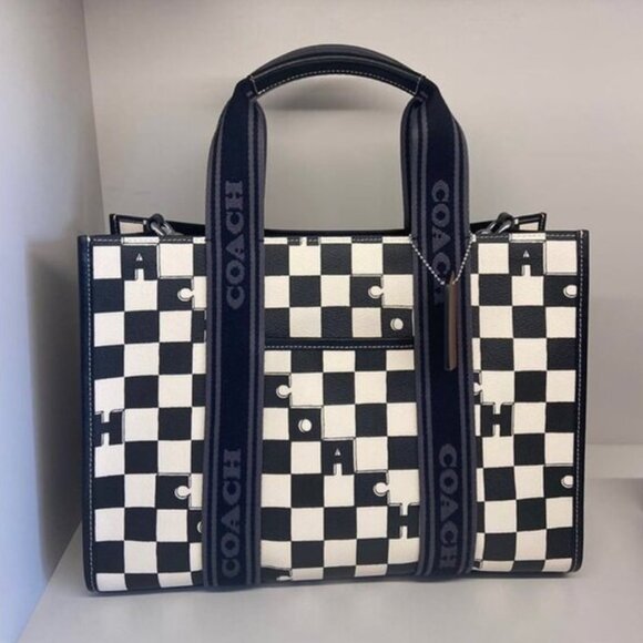 Coach | Bags | Coach Black And White Messenger Bag With Checkered ...